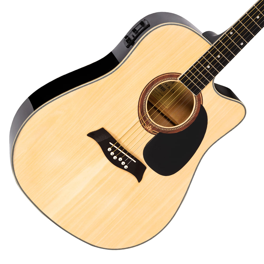 Violão Elétrico Michael Folk Cutaway VMF361 NA Natural Cordas de Aço ...